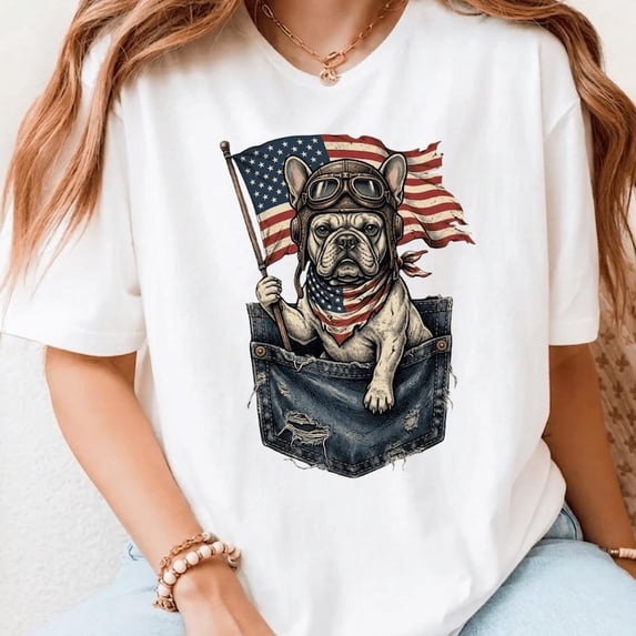 Boston Terrier Dog Pocket American Flag 4th of July USA T-Shirt ...