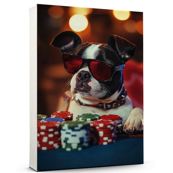 Boston Terrier Dog Poker Art Stretched Canvas Size 8x12 – Boston ...