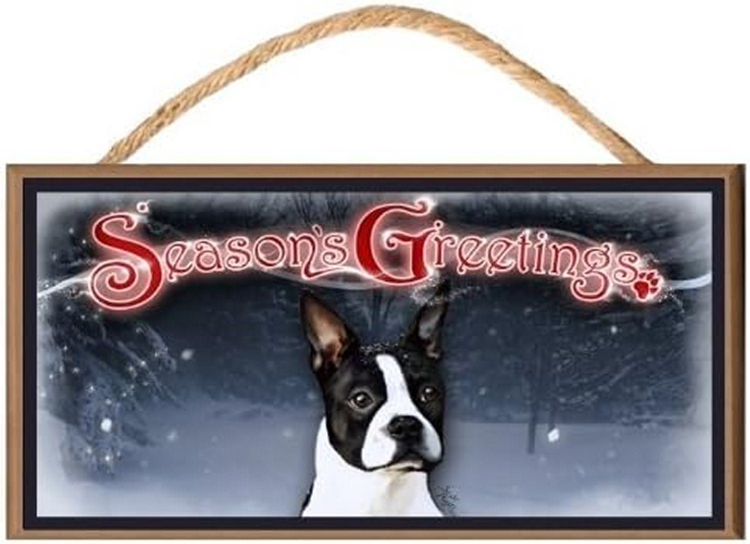 Boston Terrier Dog "Season's Greetings" Dog Sign / Plaque featuring the ...