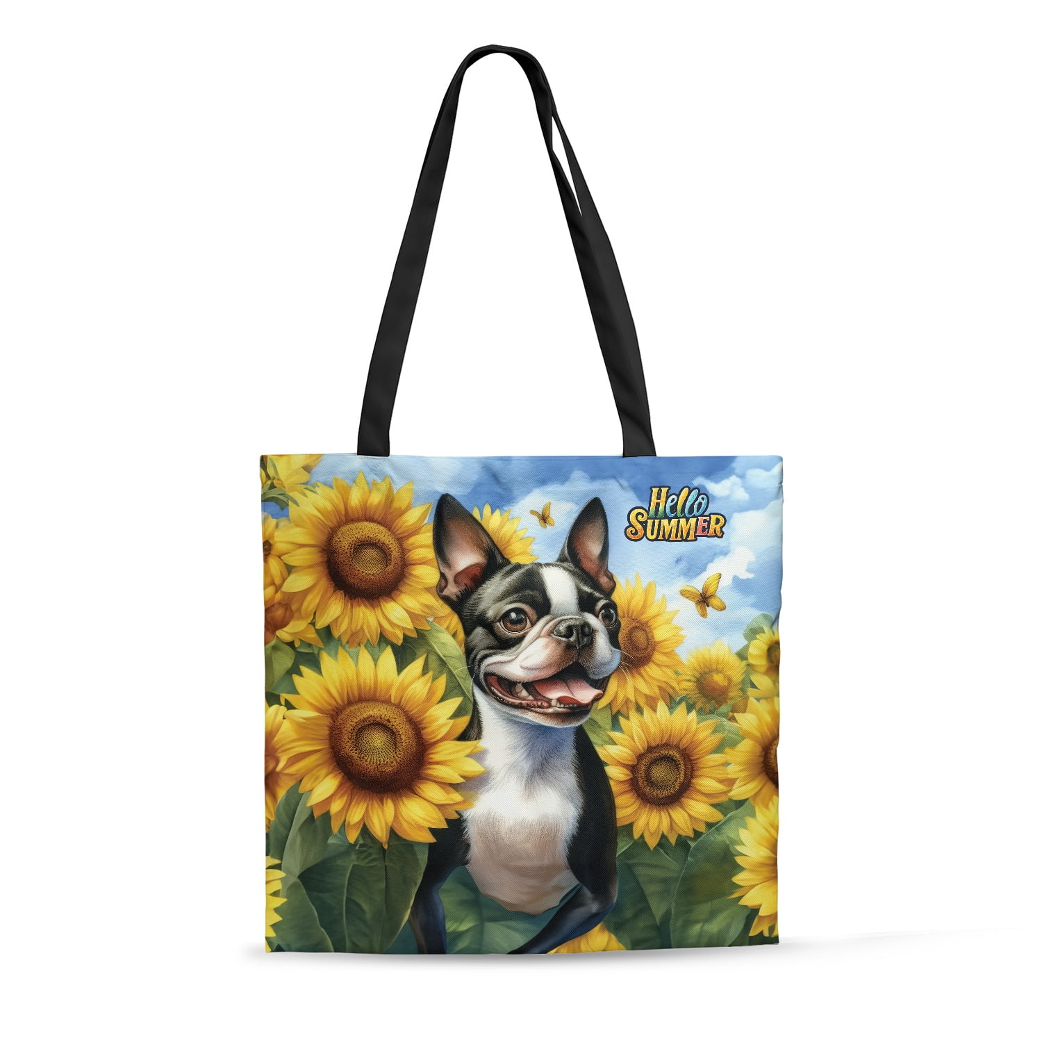 Boston Terrier Hello Summer Sunshine Sunflowers Spring Retro Vintage ...