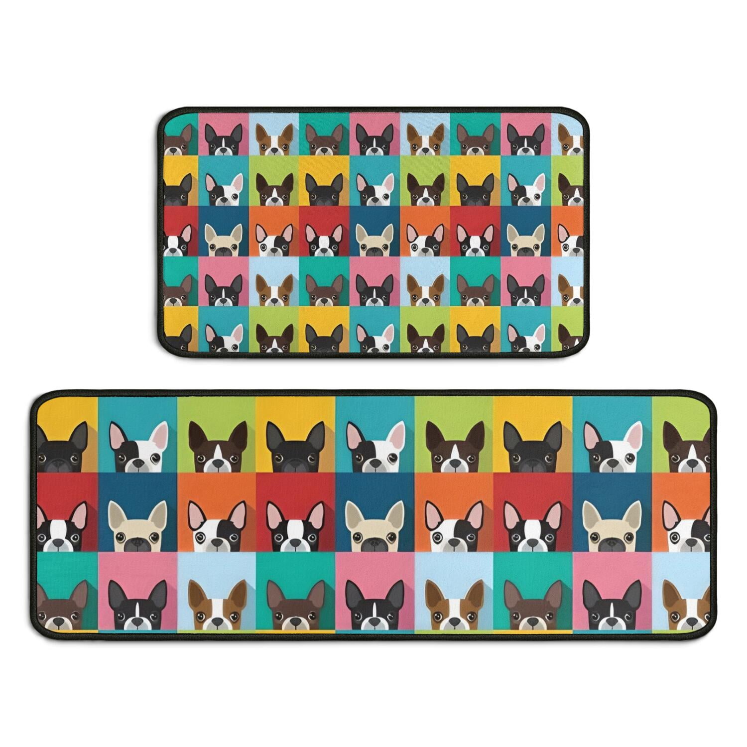 Boston Terrier Kitchen Rugs Sets Of 2,Anti Fatigue Kitchen Mat Rugs Non ...