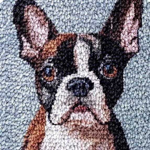 Boston Terrier Latch Hook Rug kits Color Printed Crochet Yarn ...
