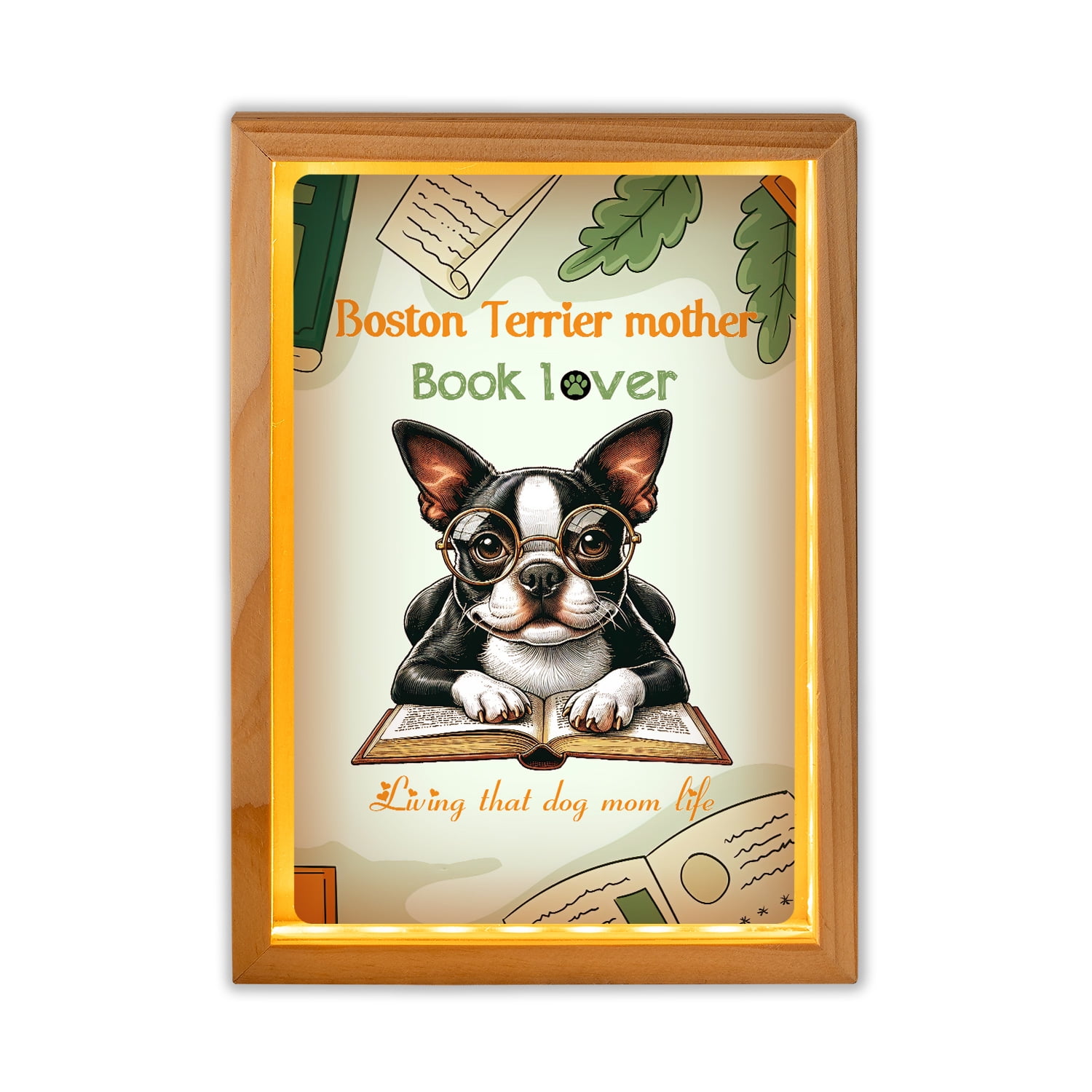 Boston Terrier Mother Book Lover Living That Dog Mom Life Happy Mother ...