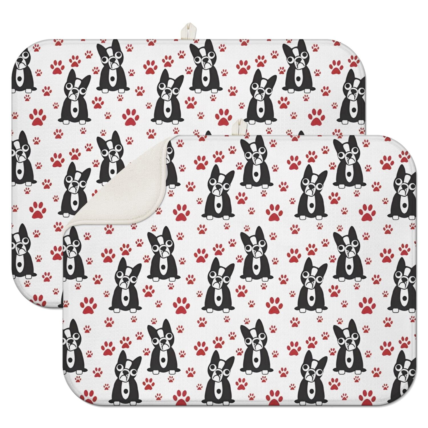 Boston Terrier Puppy Dog Dish Drying Mat for Kitchen 1 Pack, Ultra ...