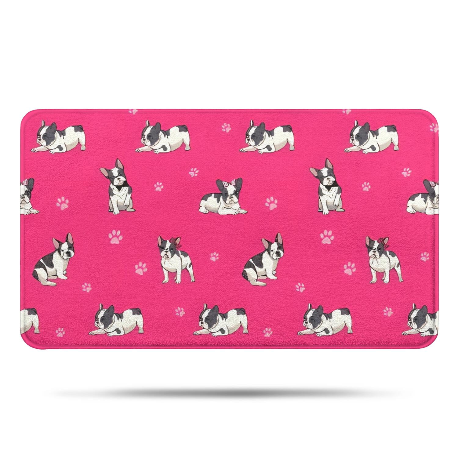 Boston Terrier on Red Background Bathroom Rugs Mat,Non Slip Microfiber ...