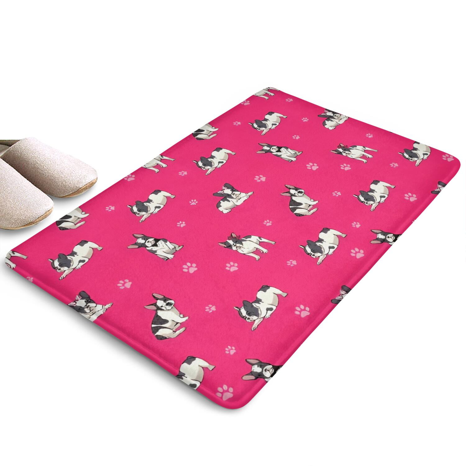 Boston Terrier on Red Background Flannel Non Slip Door Rugs,Washable ...