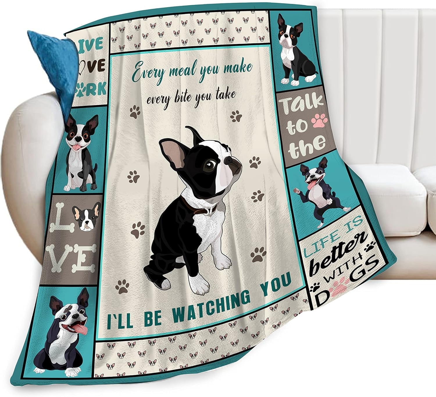 Boston Terrier Throw Blanket Ultra Soft Cozy Plush Cute Boston Dog ...