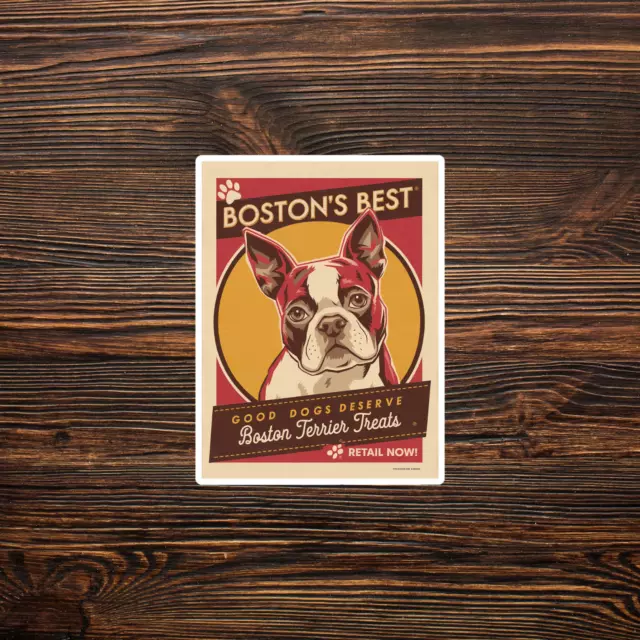 Boston Terrier Treats - Vintage-Style Dog Advertisement Sticker ...