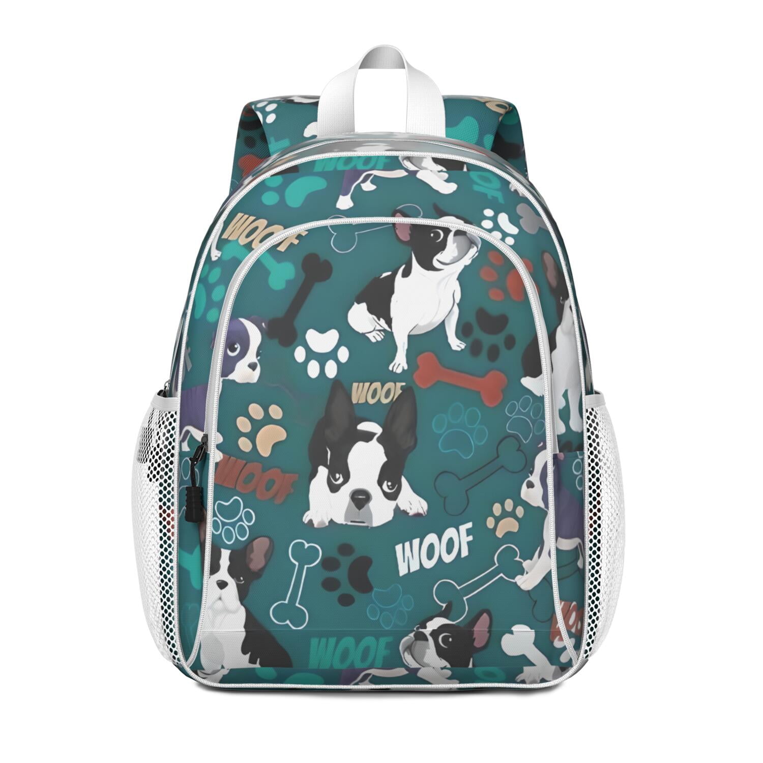 Boston Terrier with Bones and Paws Backpack for School,Cute School Bag ...