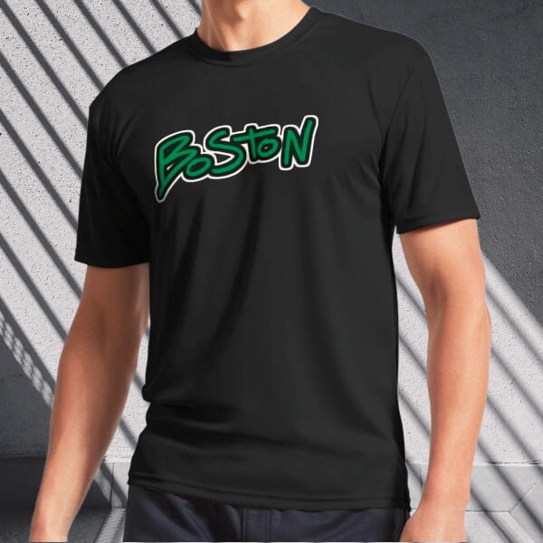 Boston Text Green Basketball Active Logo Men's T-Shirt Funny Size S to ...
