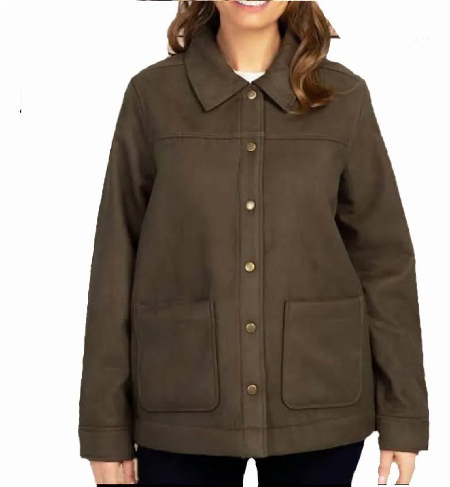 Boston Traders Women's Fleece Lined Trucker Jacket, Green, Size L ...