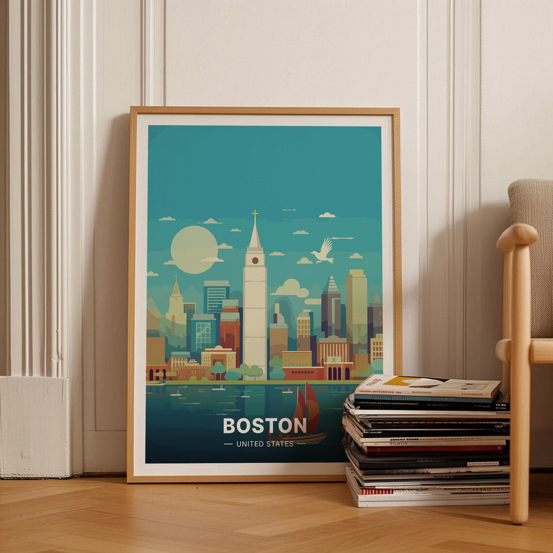 Boston Travel Poster, Fenway Park, Harbor & Celtics Icons, Usa ...