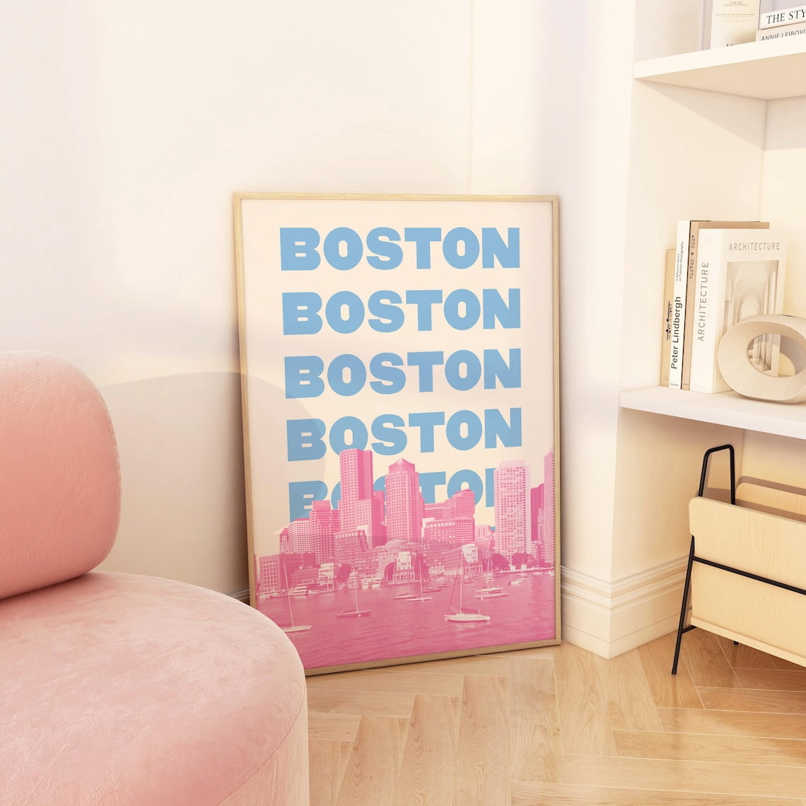 Boston Travel Poster Massachusetts Cute Trendy Wall Art Preppy Dorm ...