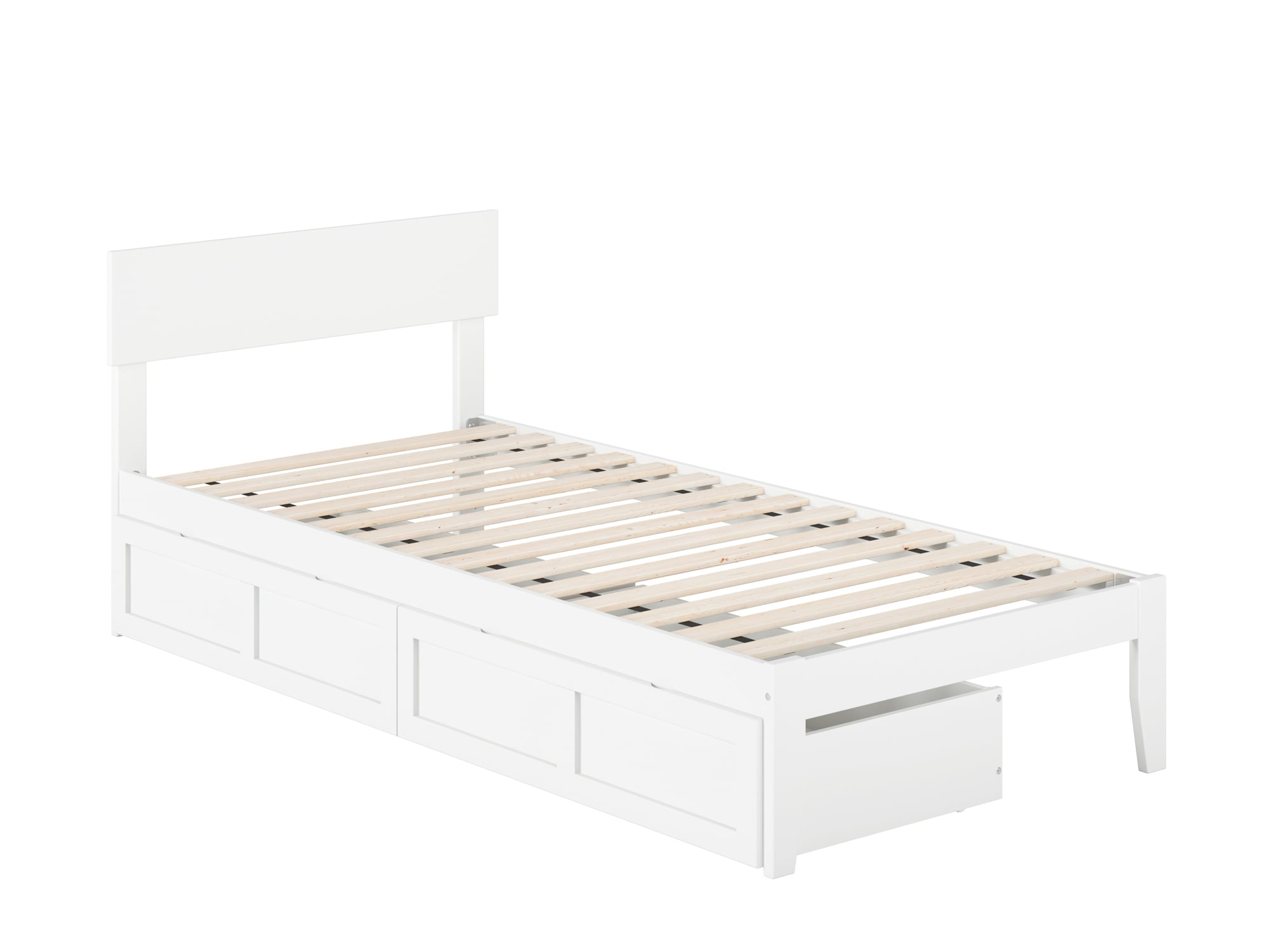 Boston Twin Extra Long Bed with 2 Extra Long Drawers in White - Walmart.com