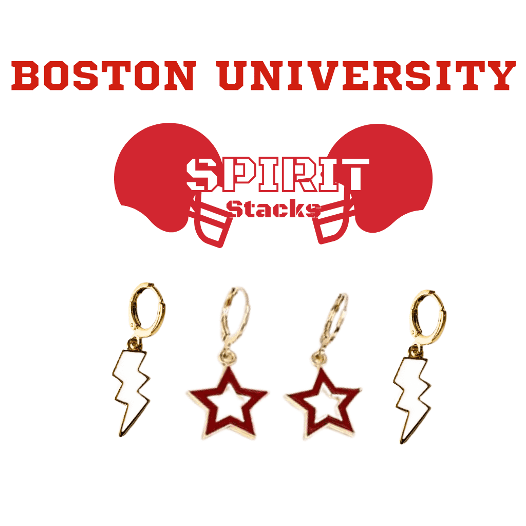 Boston University Spirit Earring Stack for Terriers Game Day white ...
