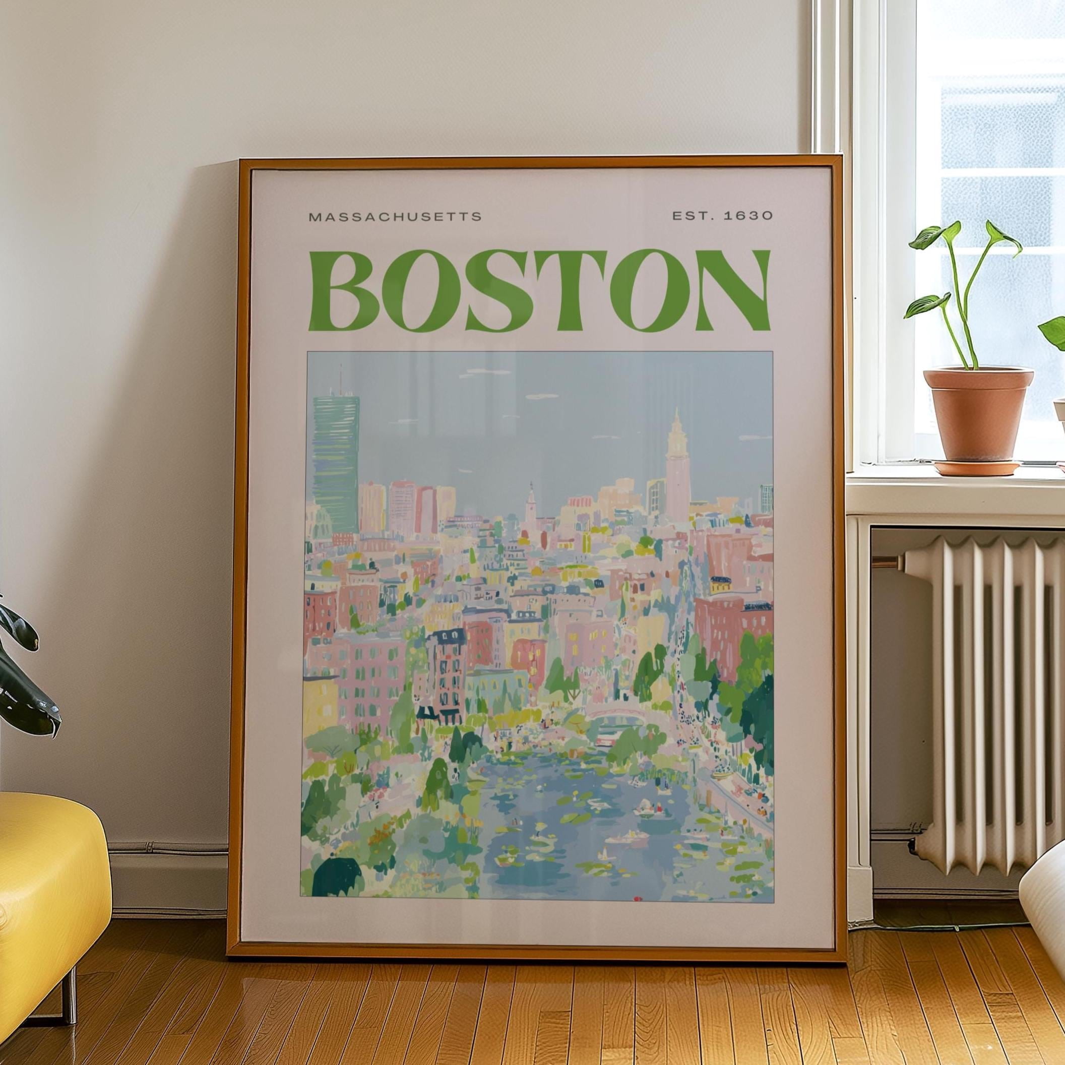 Boston Wall Art, Massachusetts Skyline Poster, City Landscape Print ...