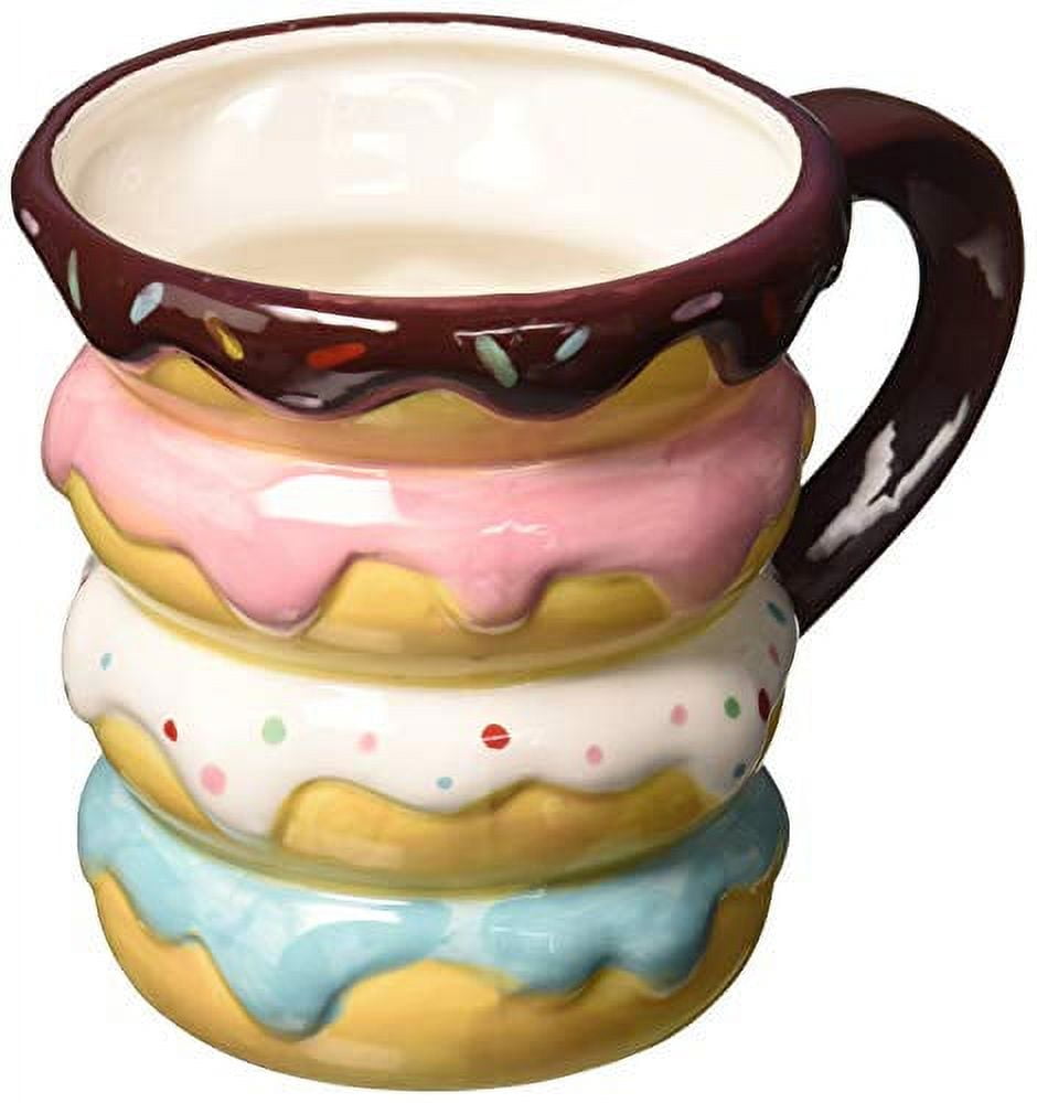 Boston Warehouse Mug, Donut Stack, 18oz Capacity, Hand Painted Ceramic ...