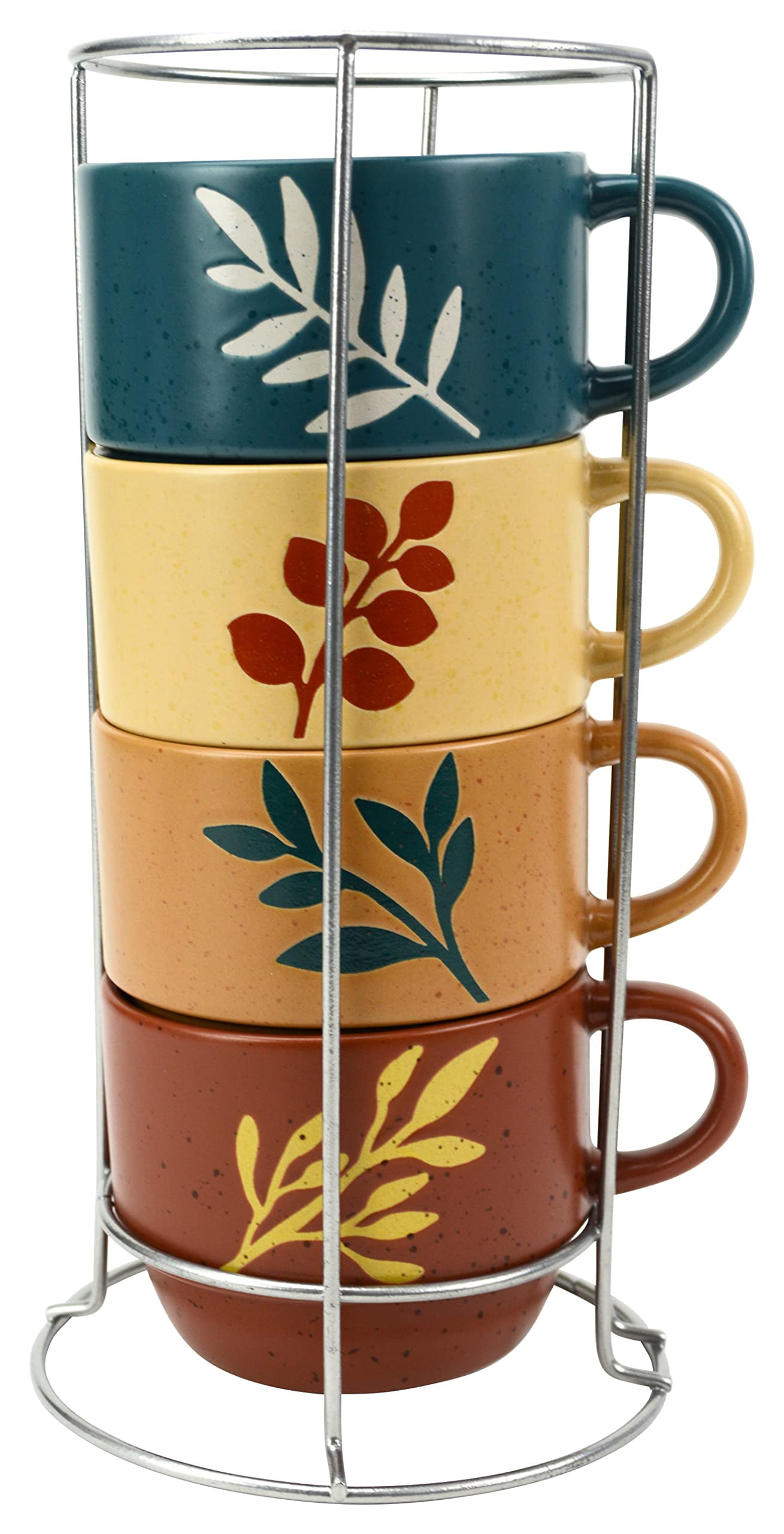 Boston Warehouse Terra Verde Stacked Mugs with Stand, 16 Ounce ...