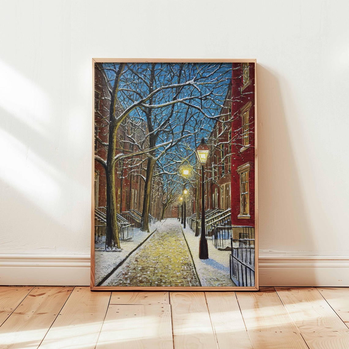Boston Winter Street Massachusetts Cityscape Art, Stretched Canvas ...