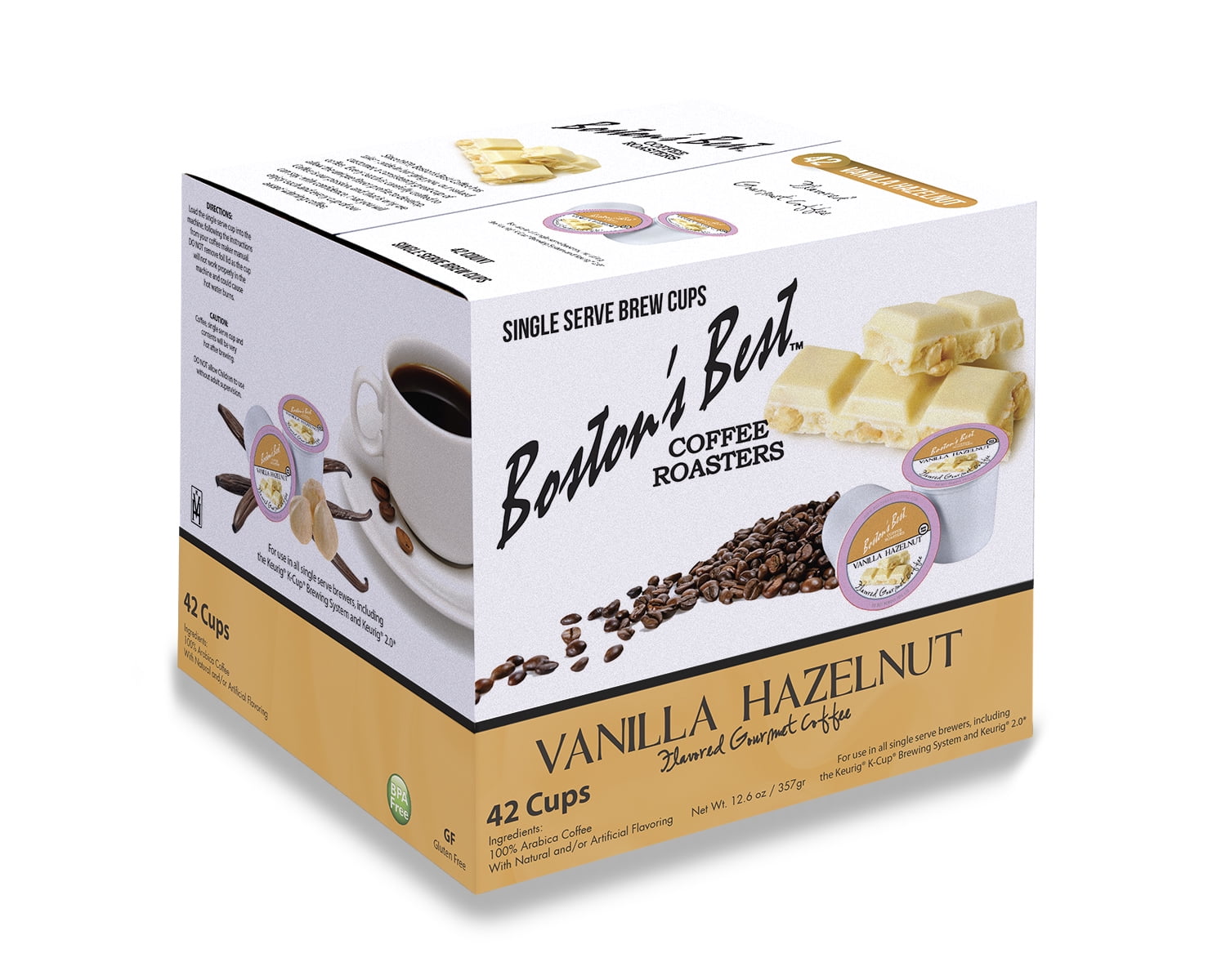 Boston's Best Vanilla Hazelnut Flavored Coffee, Single Serve Cups, 42 ...