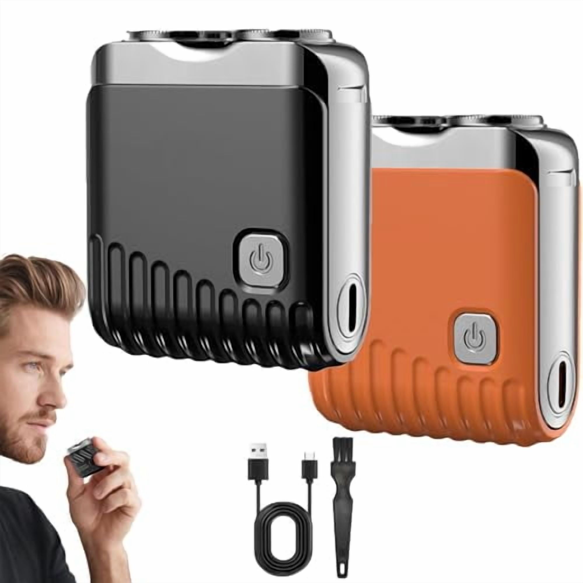 BostonRain Mini Electric Shaver, Portable Rotary Dual Ring, USB ...