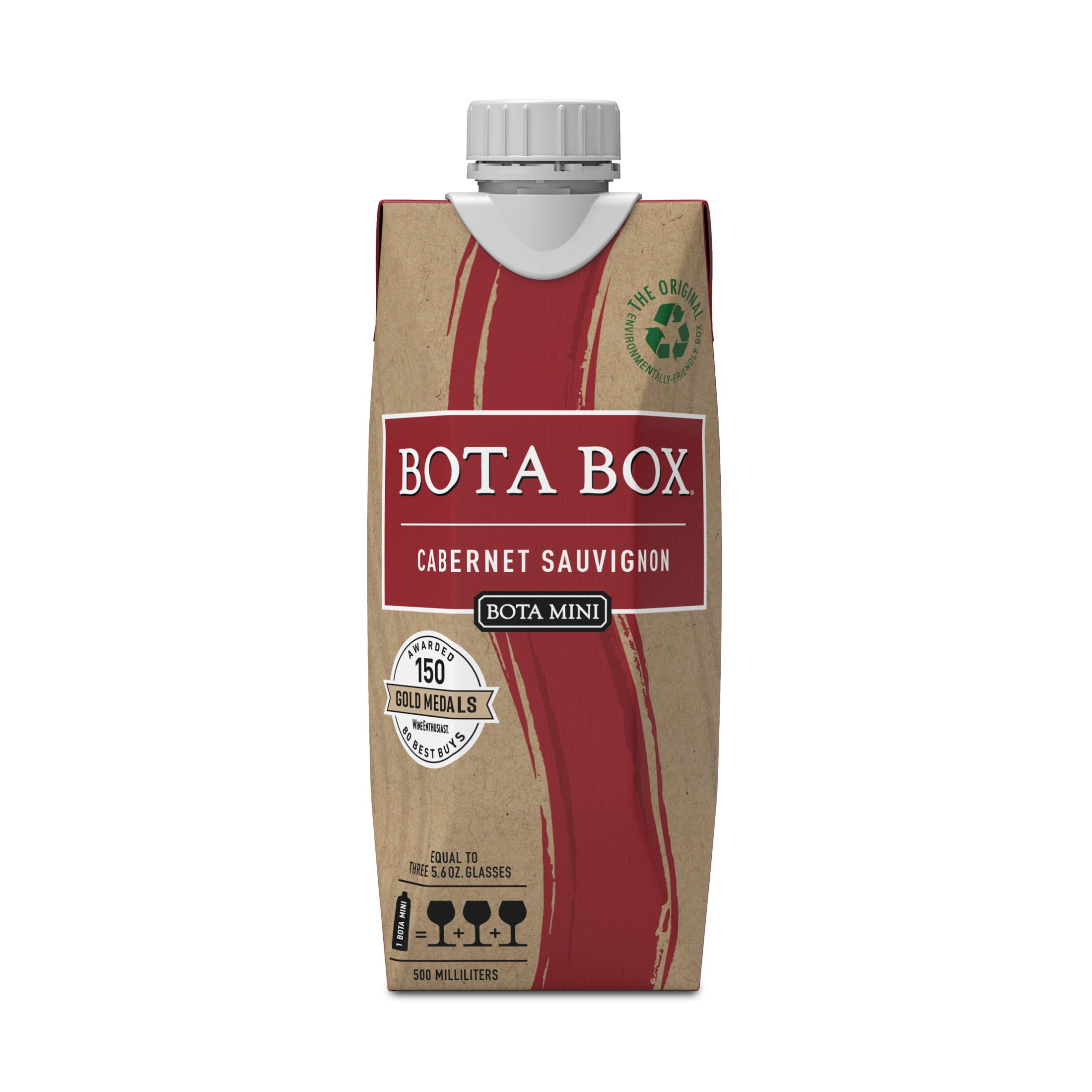 Bota Mini Cabernet Sauvignon Red Wine, 500ml (3 Glasses), 13% ABV ...