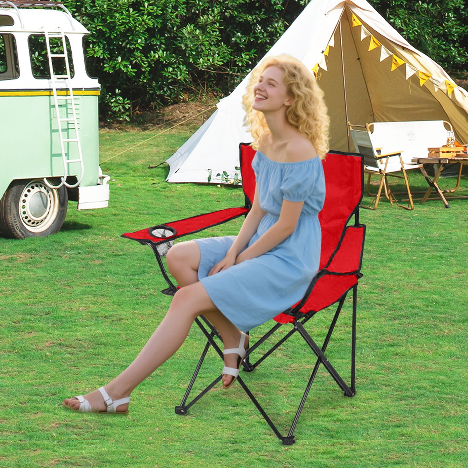 BotaniNest 1 Pack Folding Camping Chairs For Adults Foldable Portable ...