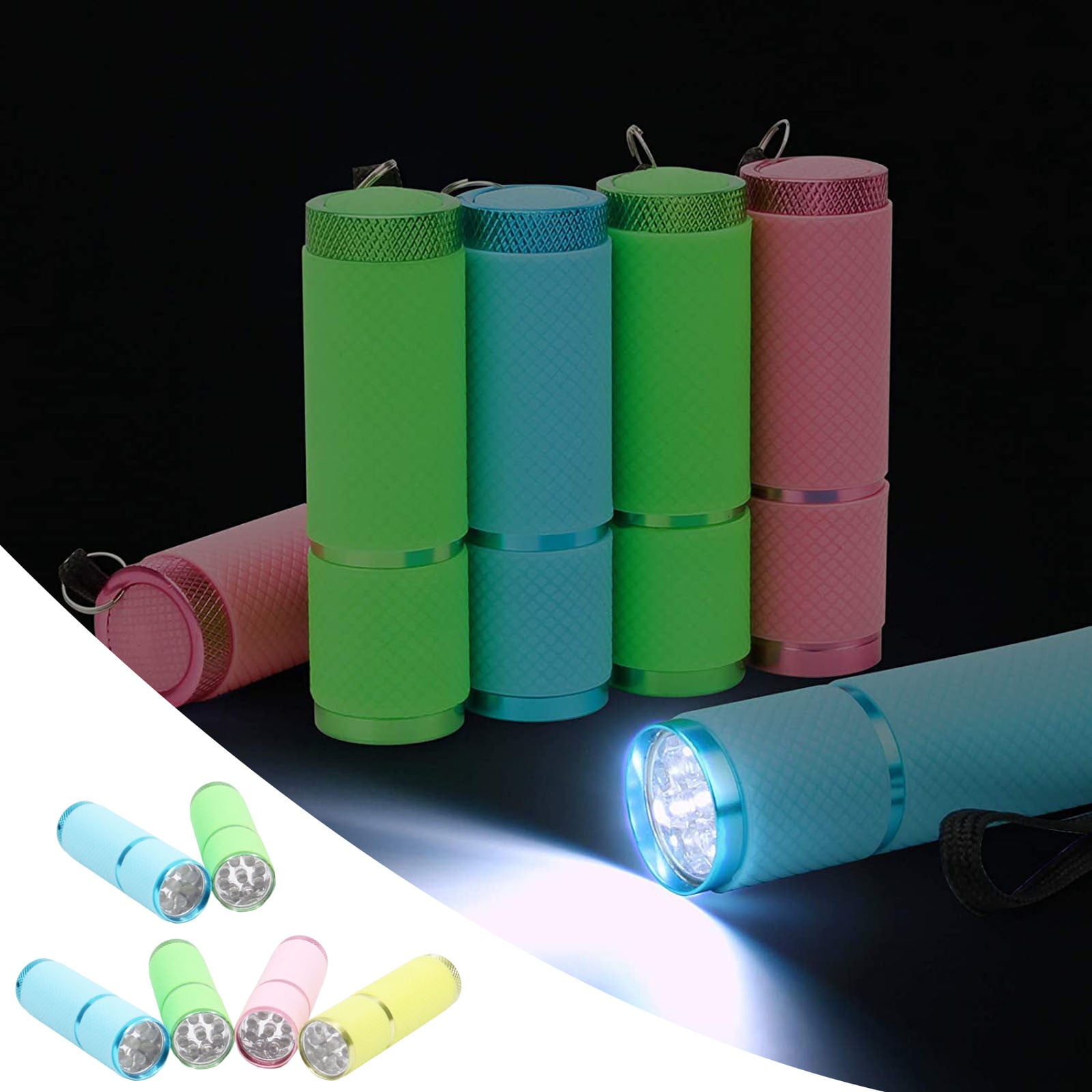 BotaniNest 6 Pack Rubber Coated Mini Flashlights With Straps Portable ...