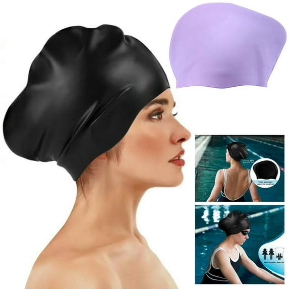 BotaniNest Big Head Swim Cap For Women With Long Hair High Elasticity ...