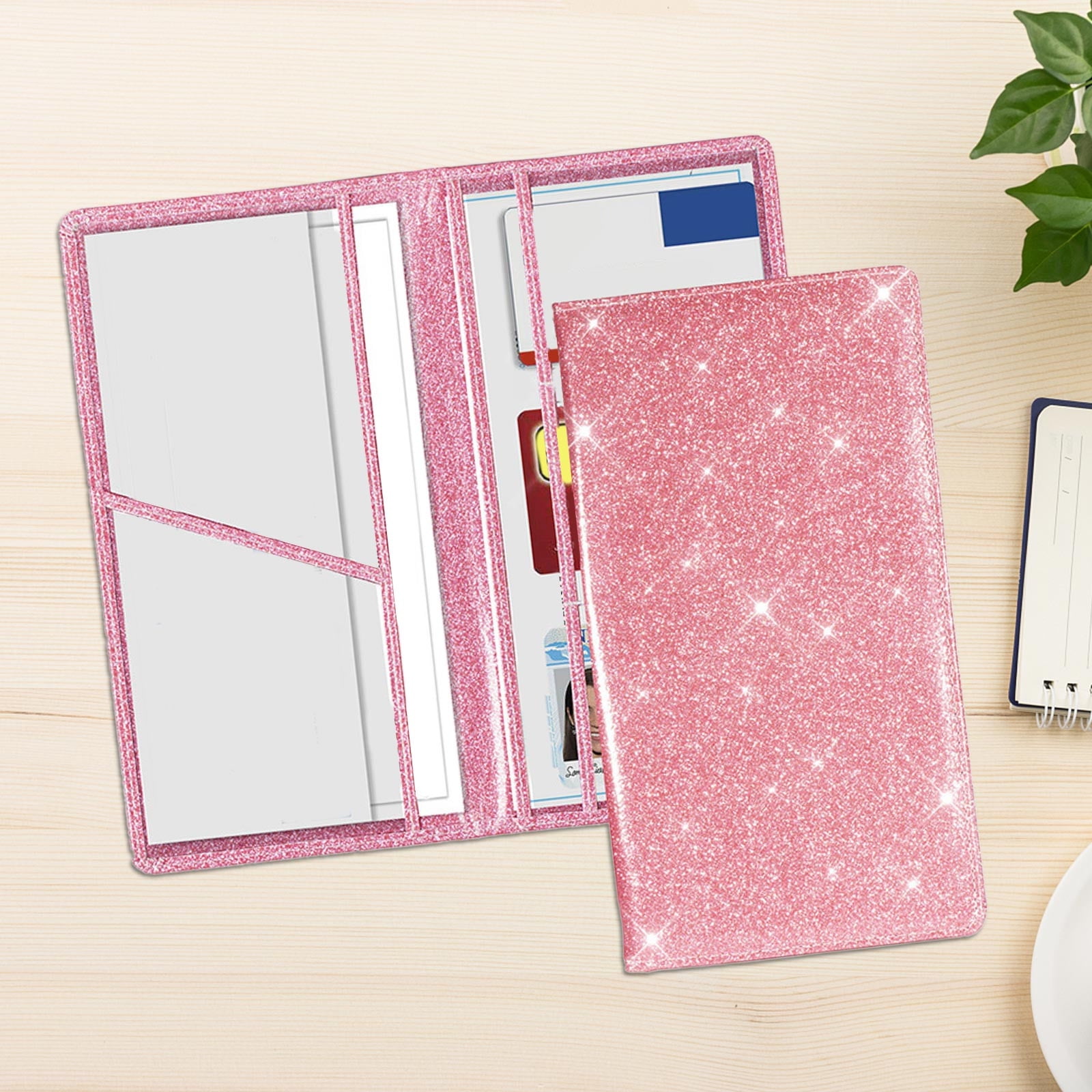 BotaniNest Car Registration And Insurance Holder Glitter PU Leather ...