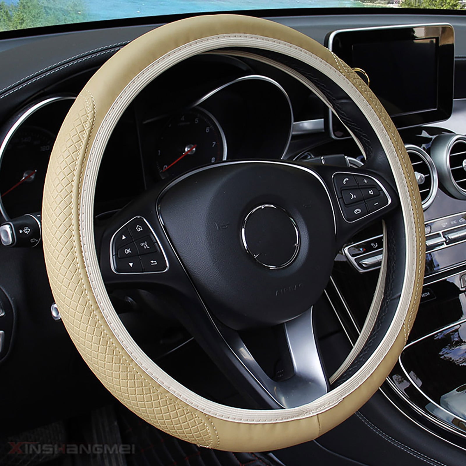 BotaniNest Car Steering Wheel Cover Universal Microfiber PU Leather ...