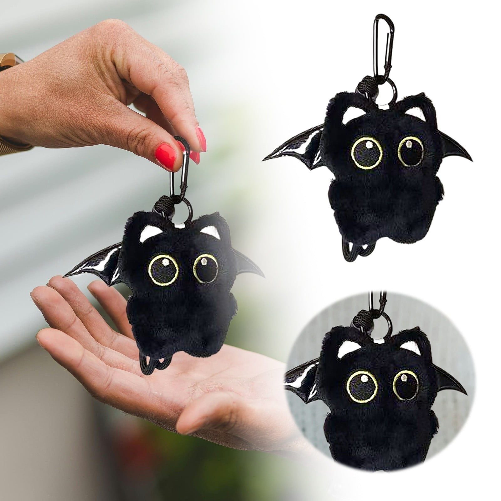BotaniNest Gothic Wing Keychain With Big Eyes Cute Charm For Students ...