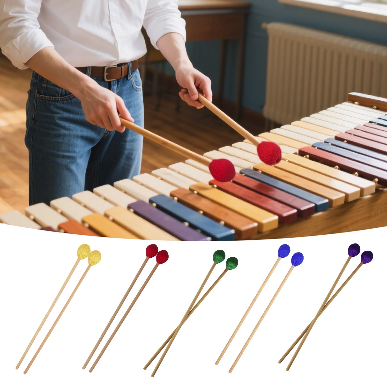 BotaniNest Mallets Steel Pan Drum Stick Mallets Handle Woolen Acrylic ...