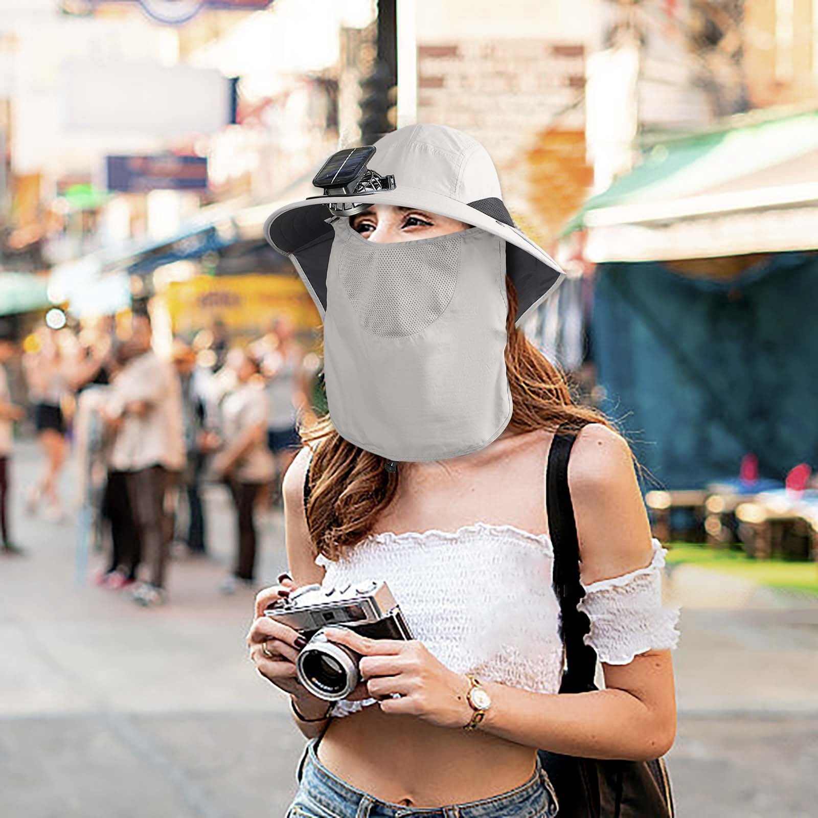 BotaniNest Outdoor Wide Brim Sun Hat With Solar Fan Wide Brim Solar Fan ...