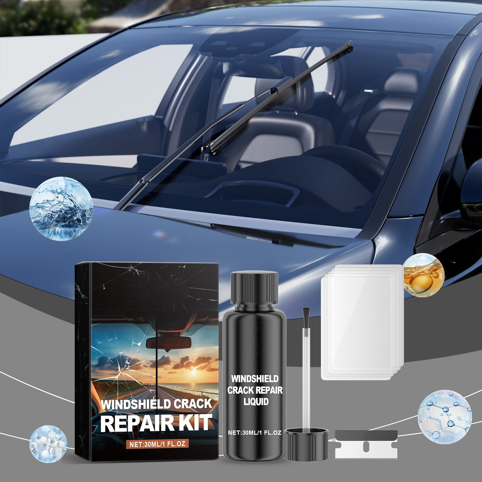 BotaniNest Windshield Crack Kit Glass Scratch Remover Glass Liquid Long ...