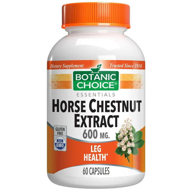 Botanic Choice Horse Chestnut Extract Pills, 600mg, Supports Leg Circulation & Health, 60 ...