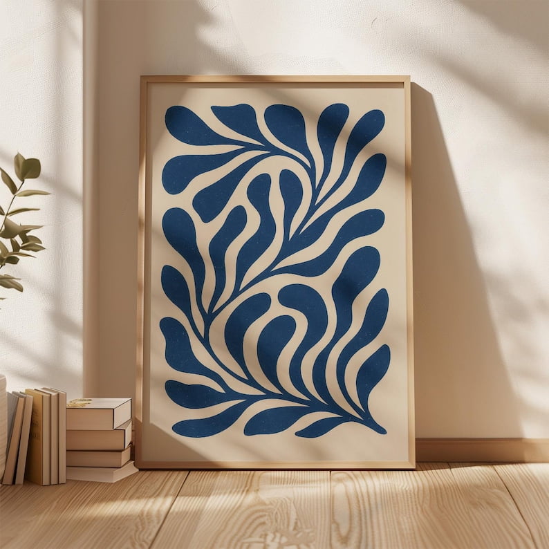 Botanic Form No. 002 (Indigo) – Matisse Style Abstract Botanical Print ...