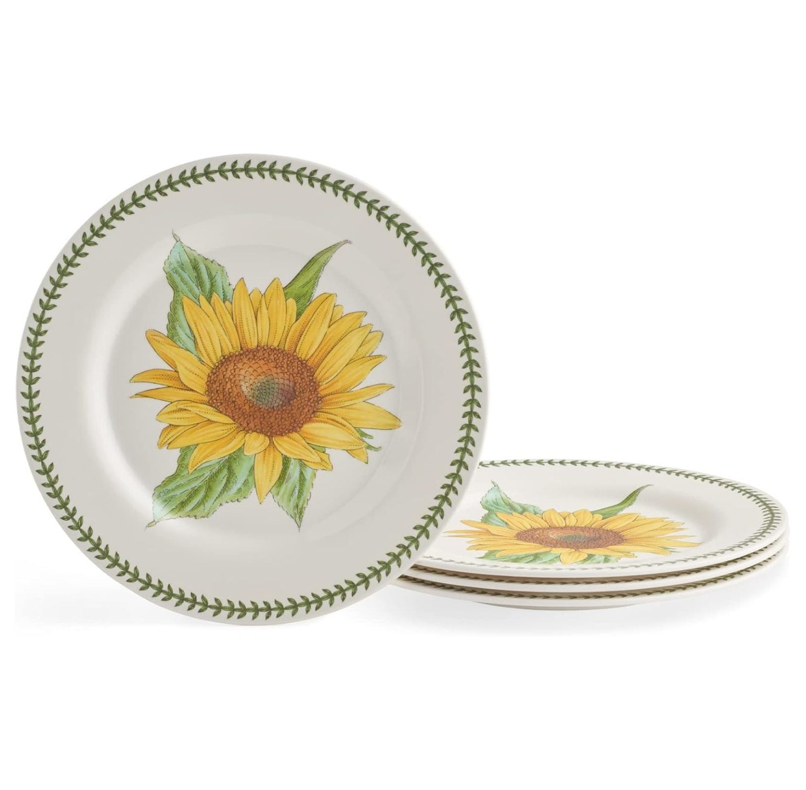 Botanic Garden 11" Dinner Plates (Set of 4) - Sunflower Motif, Durable ...