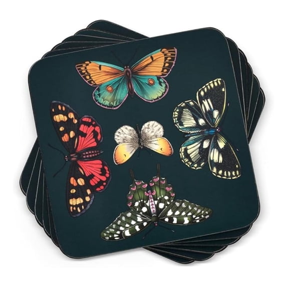 Botanic Garden Coasters, Set of 6 (4"x4") - Absorbent Cork-Backed Drink ...