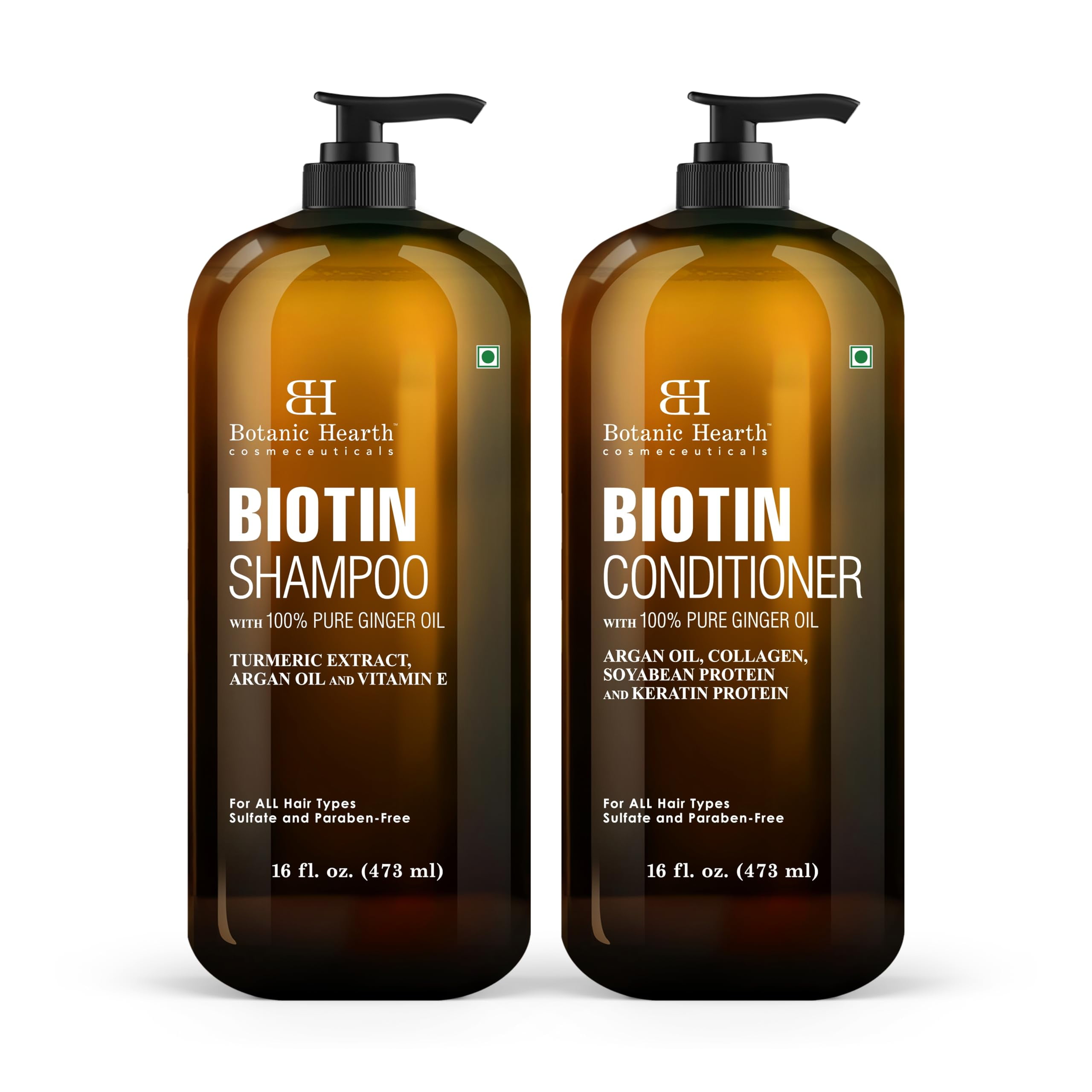 Botanic Hearth Biotin Shampoo OKA4 and Conditioner Set - with Ginger Oil & Keratin for Hair Loss ...
