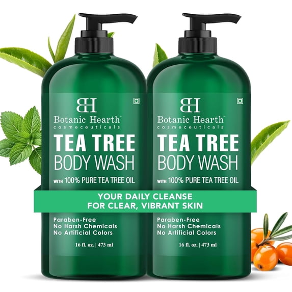Botanic Hearth Tea Tree Body Wash, 16 fl oz, Soothes Itchy Dry Skin ...