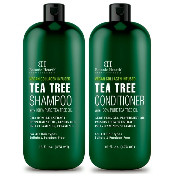 Botanic Hearth Tea Tree Shampoo and Conditioner Set with Vegan Collagen ...