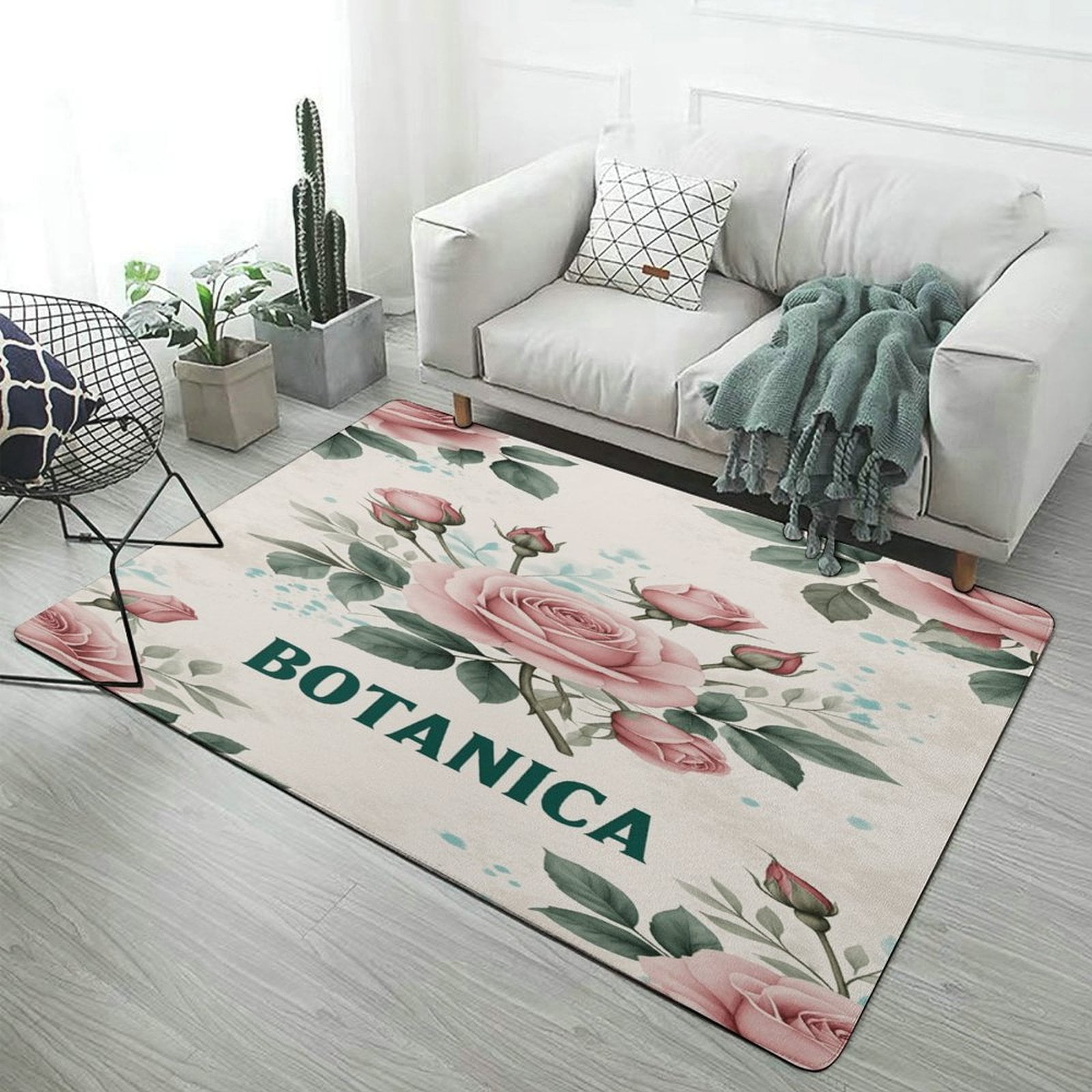 Botanica Roses Floral Pattern Carpet Style Living Room Bedroom Soft ...