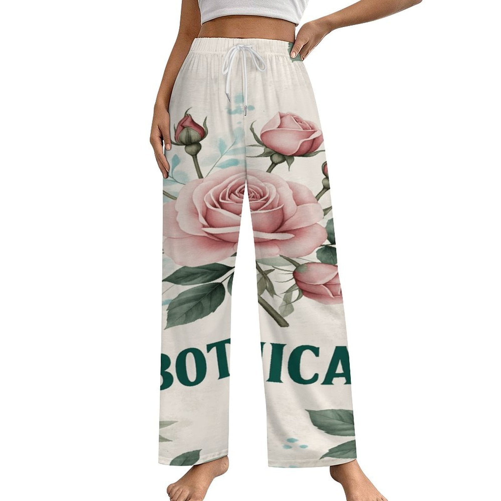 Botanica Roses Floral Pattern Pajama Pants Breathable with Pockets ...