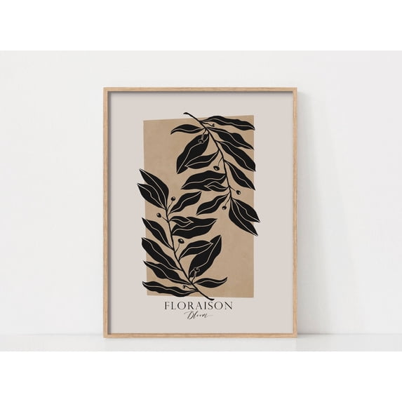 Botanical Abstract Poster Inspired Art Posterexhibition Beige Neutral ...
