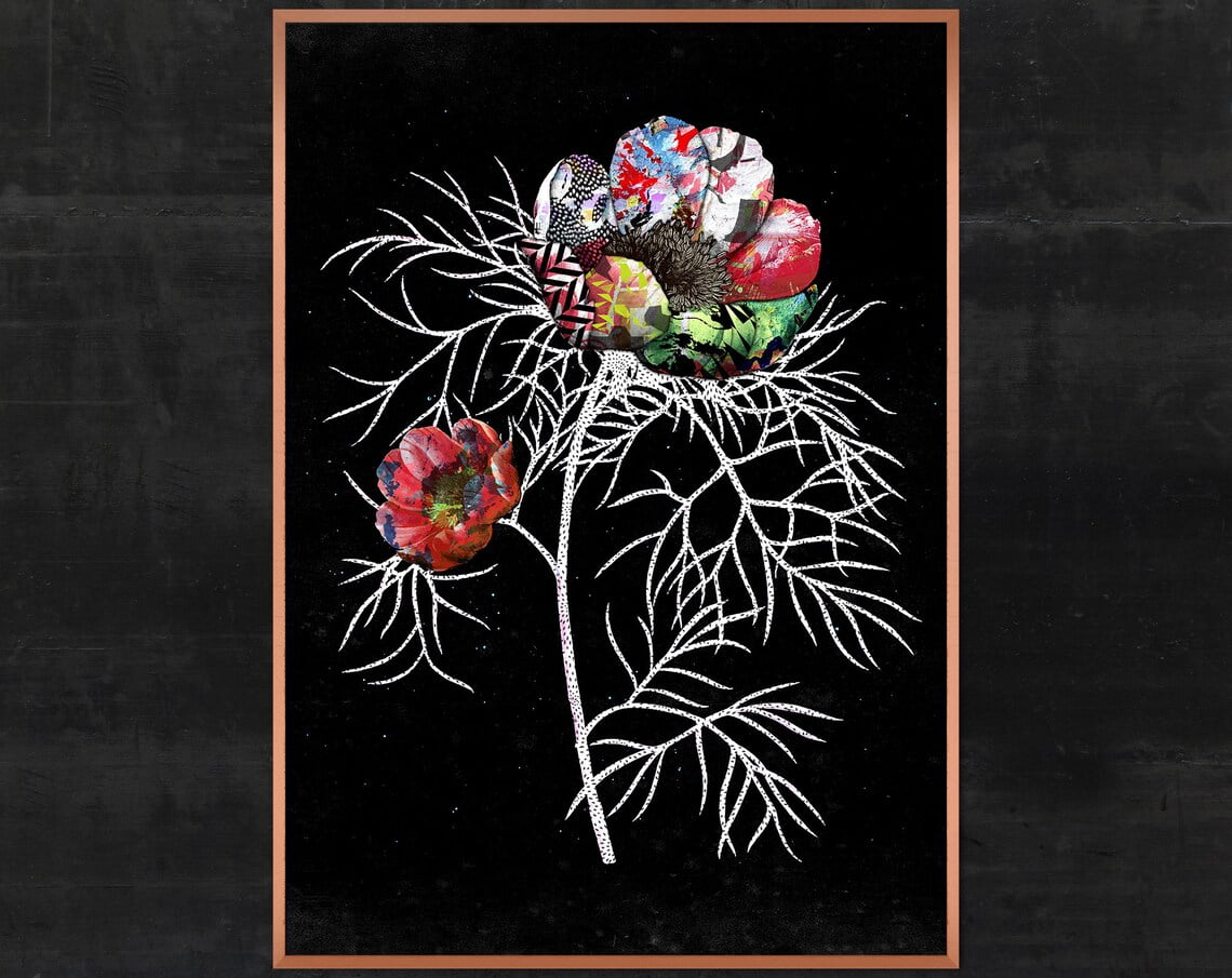 Botanical Abstract Print, Flower Collage, Floral Print, Flower Street ...