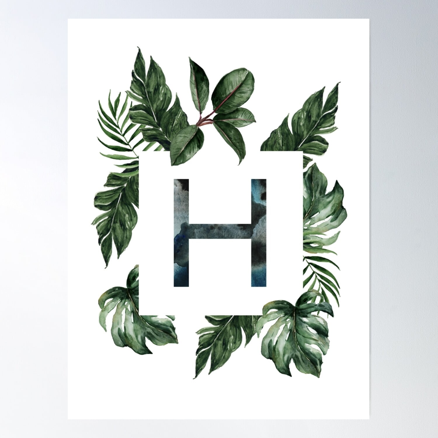 Botanical Alphabet H- Vintage Wall Arttrendy Retro Print Room Decor ...