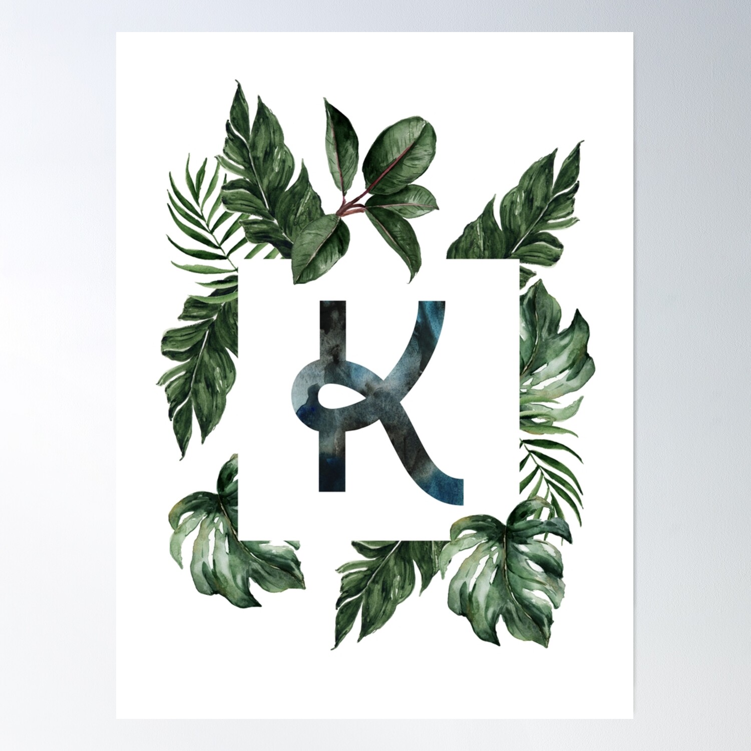 Botanical Alphabet K Poster Wall Art, Modern Wall Decor, 8x12 UNFRAMED ...