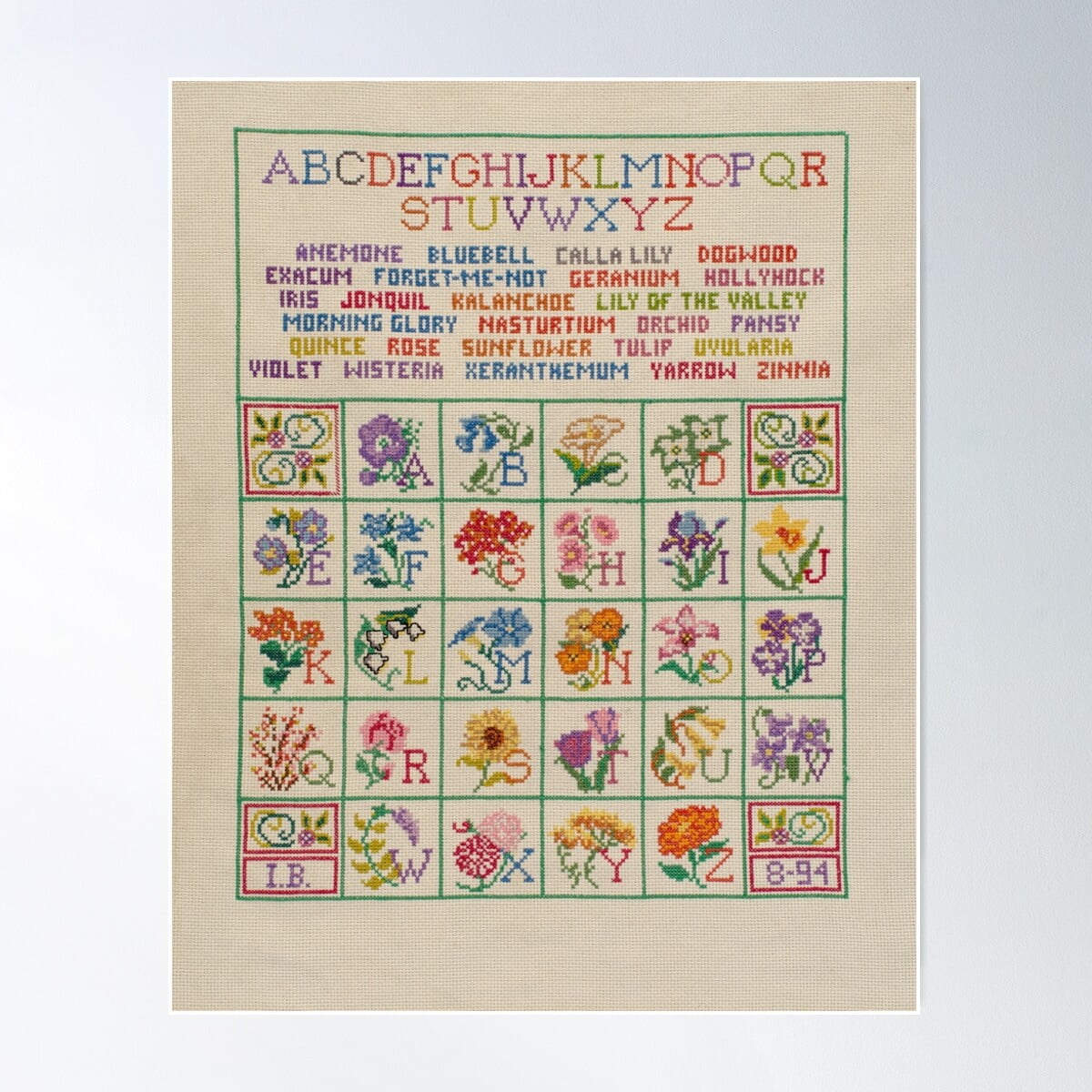 Botanical Alphabet Poster Wall Art, Modern Wall Decor For Living Room ...