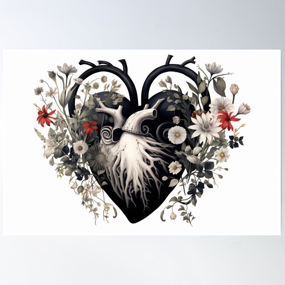 Botanical Anatomical Heart Illustration. Valentines Day Card ...